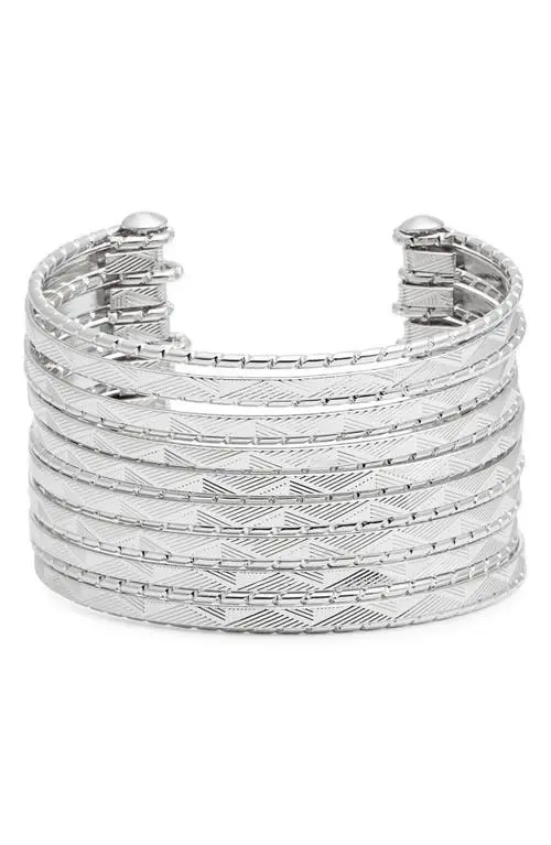 Nordstrom Textured Multiband Cuff Bracelet - Silver