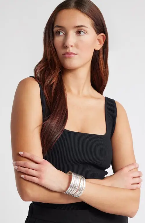 Nordstrom Textured Multiband Cuff Bracelet - Silver