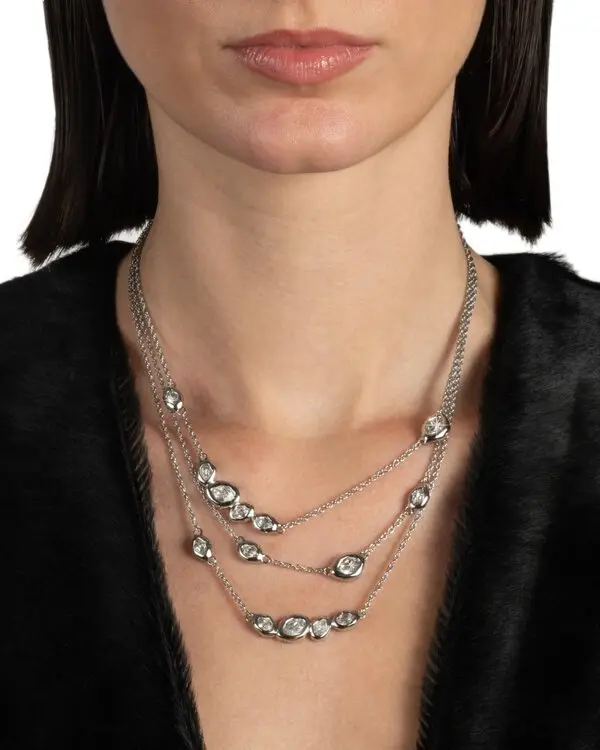 Alexis Bittar Layered Molten Crystal Station Necklace - Silver