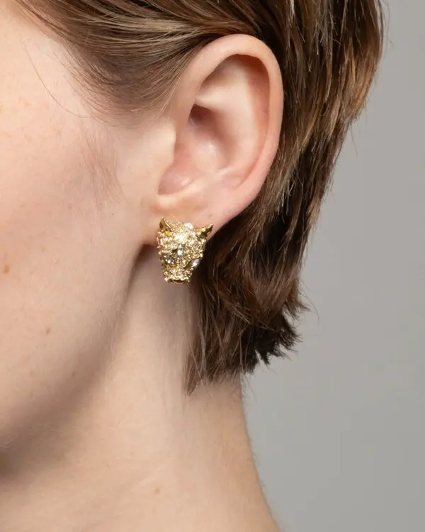 Alexis Bittar Panther Crystal Pavé Stud Earrings - Gold