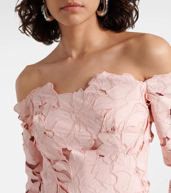 Costarellos Kasia Floral Lace Off-shoulder Gown - Pink