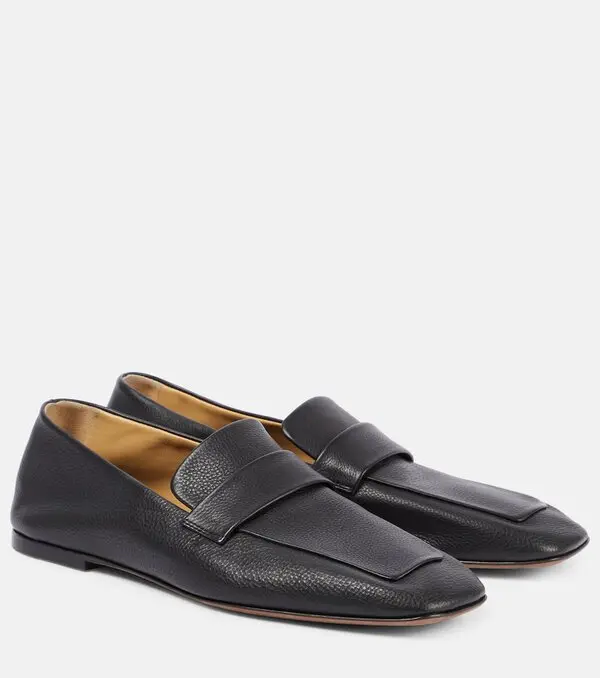 THE ROW Square Toe Leather Loafers - Black