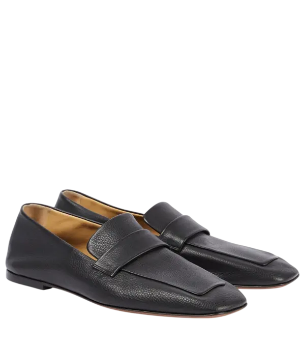 THE ROW Square Leather Loafers - Black