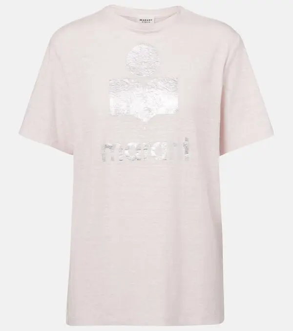 MARANT ETOILE Zewel Logo Linen T-shirt - Pink