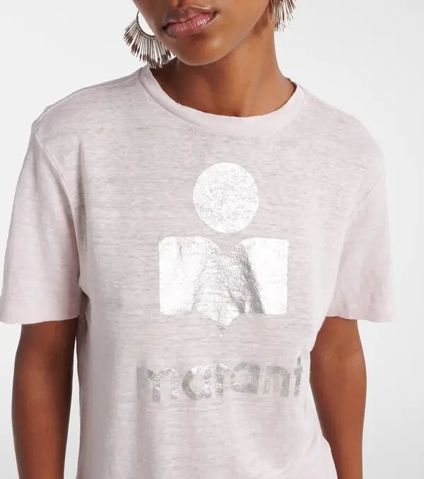 MARANT ETOILE Zewel Logo Linen T-shirt - Pink
