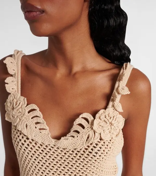 Elie Saab Crochet Floral-appliqué Cotton-blend Top
