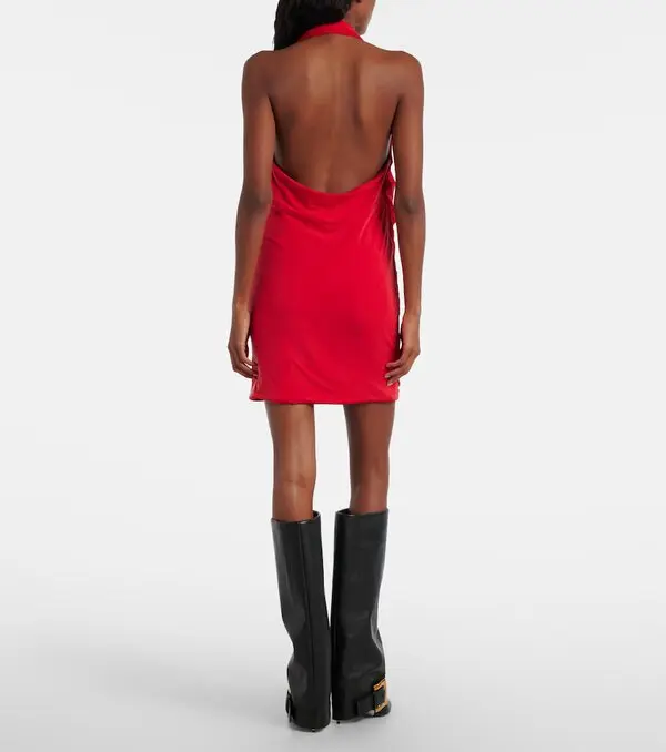 Balmain Draped Halterneck Mini Dress