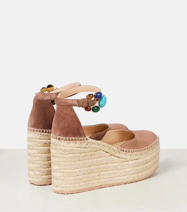 GIANVITO ROSSI Shanti 100" Suede Espadrille Wedges