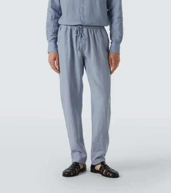 Thom Sweeney Linen Straight Pants - Blue