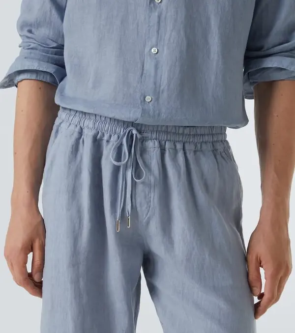 Thom Sweeney Linen Straight Pants - Blue
