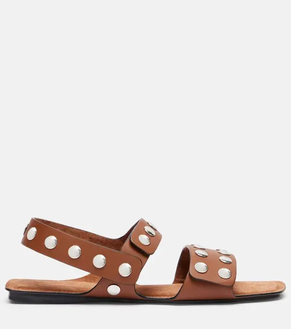 Khaite Boden Studded Leather Sandals - Brown