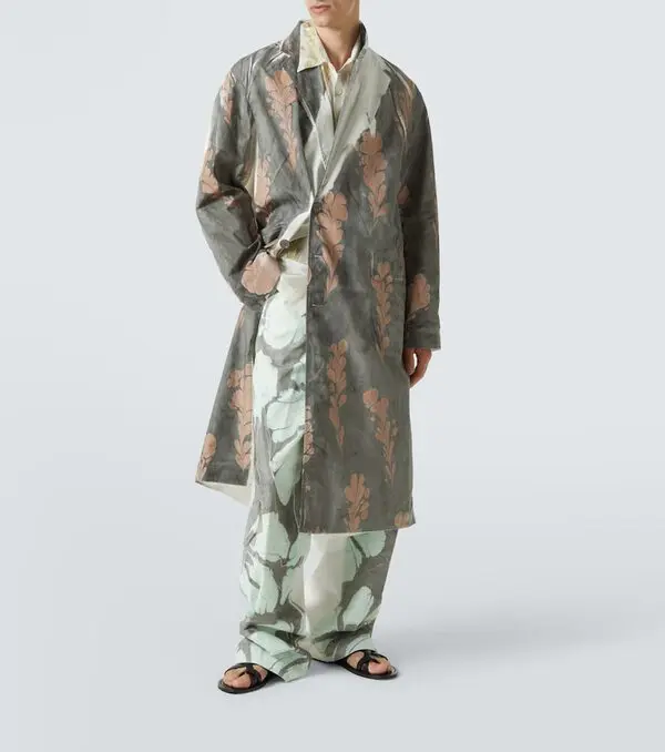Dries Van Noten Printed Double-breasted Cotton Coat