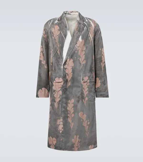 Dries Van Noten Printed Double-breasted Cotton Coat - Grey