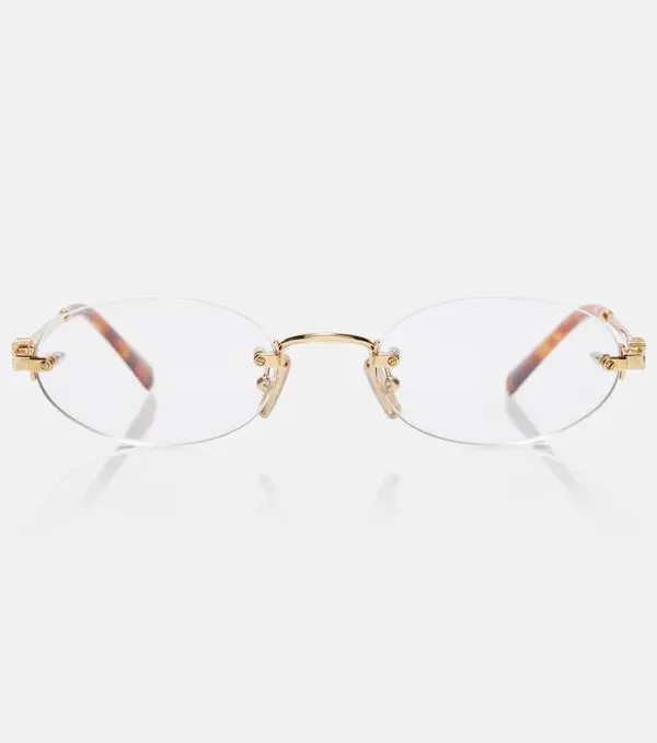 Miu Miu Oval Eyeglasses - Gold