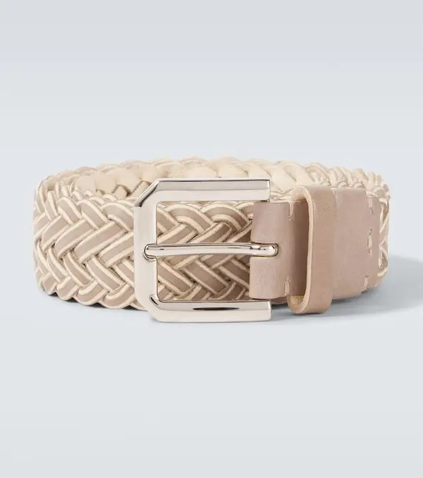 Brunello Cucinelli Braided Suede Belt - Beige