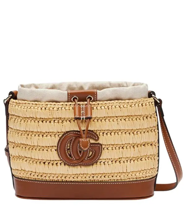 Gucci Woven Leather-trimmed Shoulder Bag