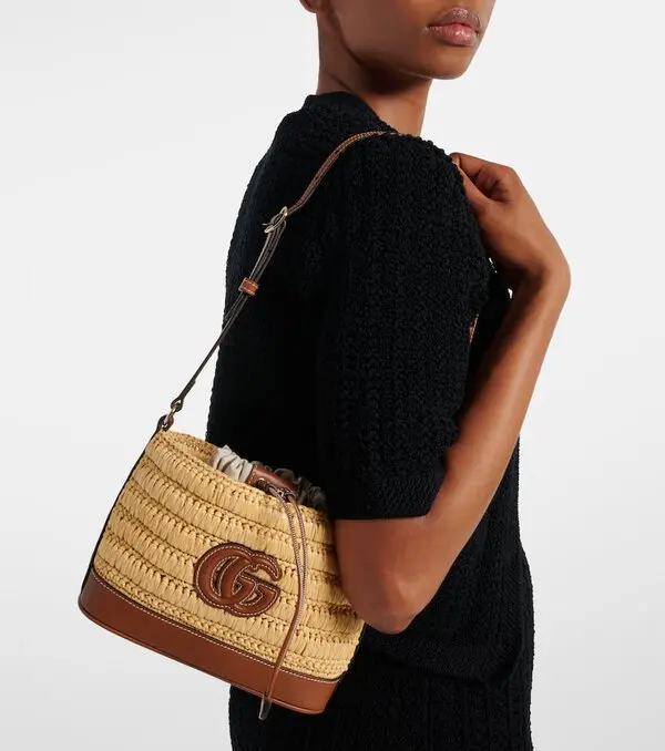 Gucci Woven Leather-trimmed Shoulder Bag