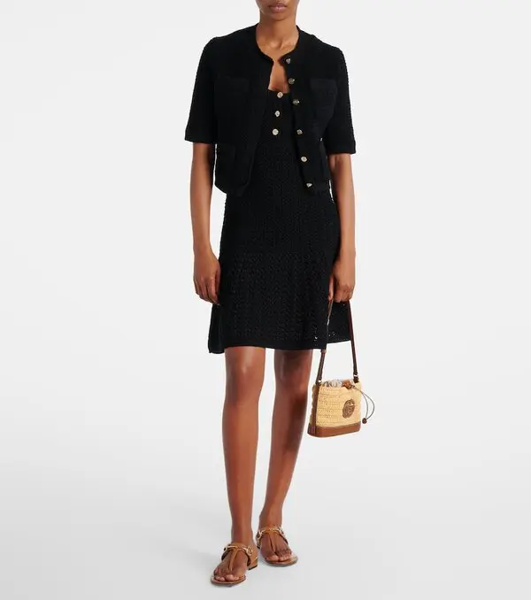Gucci Woven Leather-trimmed Shoulder Bag
