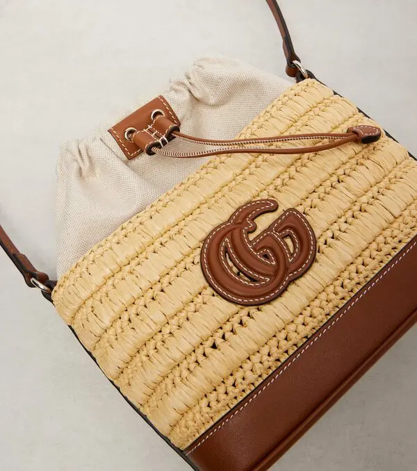 Gucci Woven Leather-trimmed Shoulder Bag