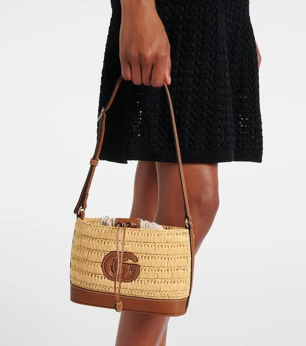 Gucci Woven Leather-trimmed Shoulder Bag