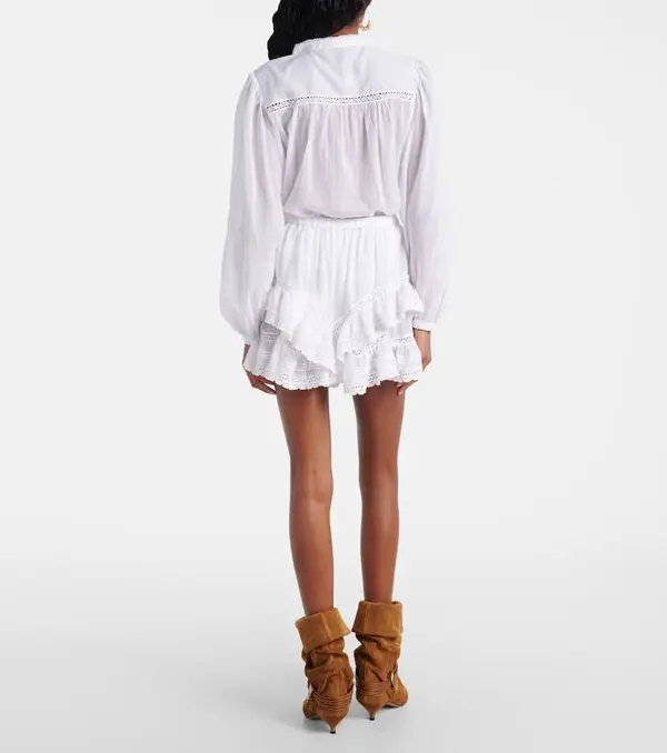 MARANT ETOILE Geana Ruffled Cotton Shorts