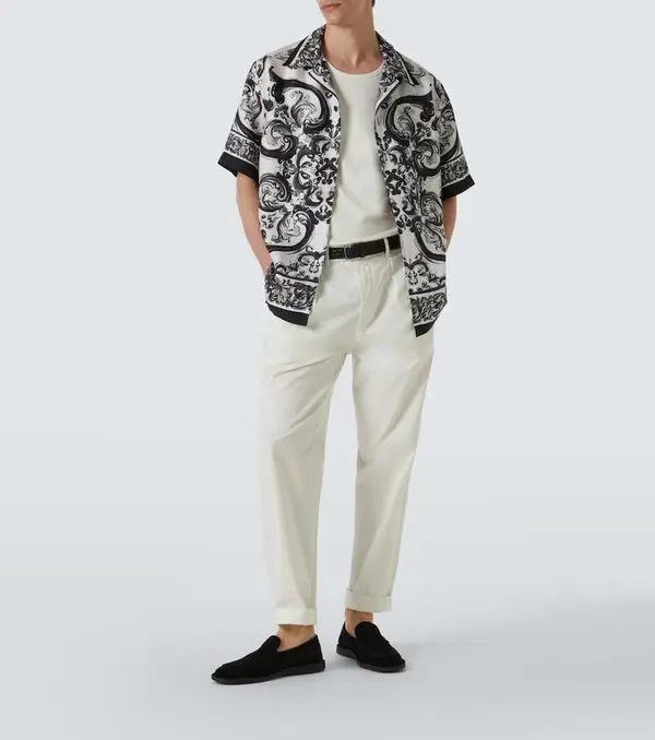 Dolce & Gabbana Majolica Silk Twill Bowling Shirt
