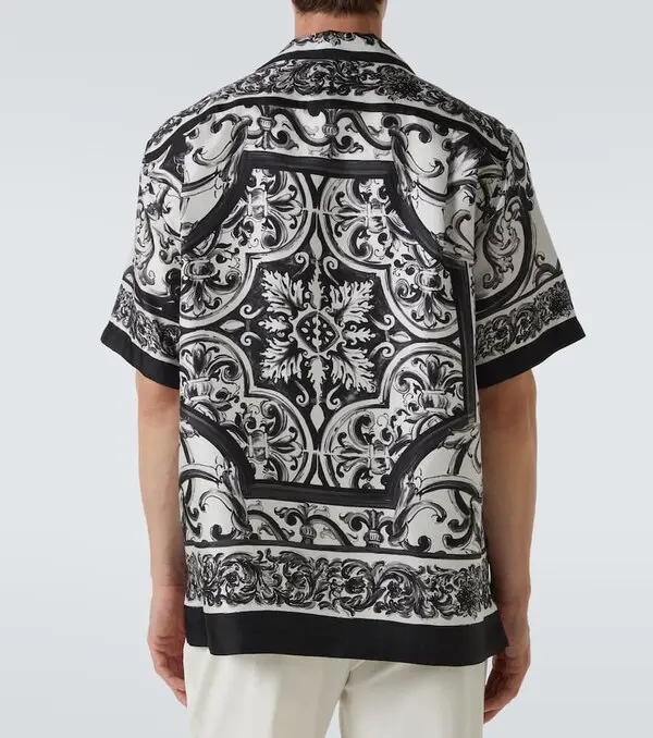 Dolce & Gabbana Majolica Silk Twill Bowling Shirt