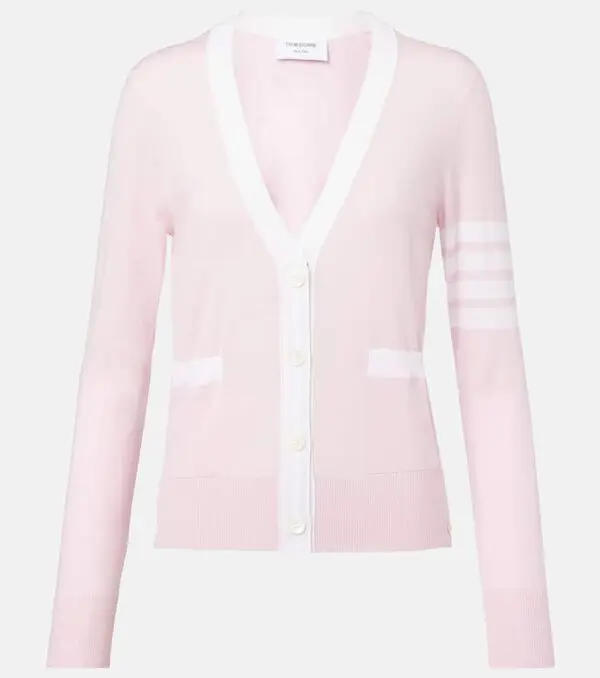 Thom Browne 4-bar Virgin Wool Cardigan - Pink