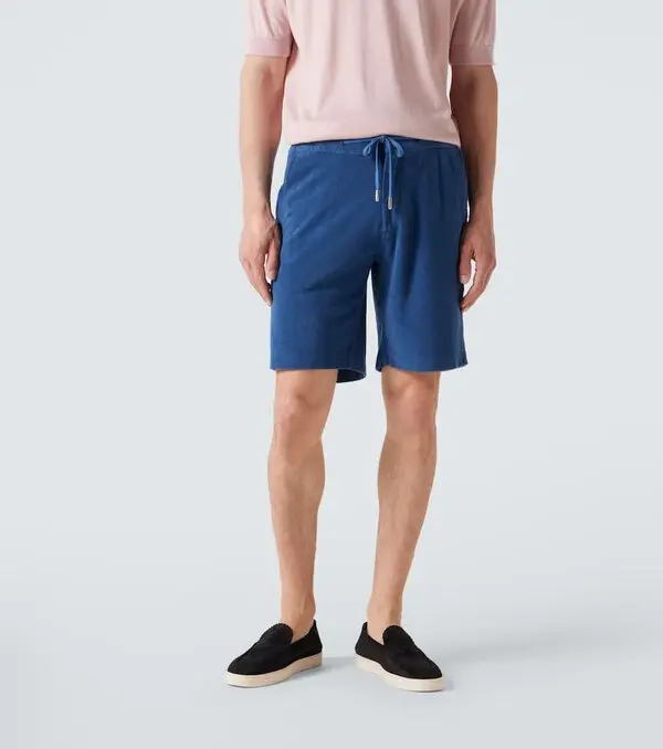 Fedeli Cotton Terry Shorts - Blue