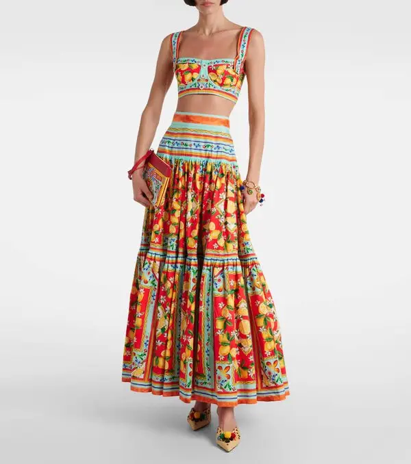 Dolce & Gabbana Printed Cotton Bra Top