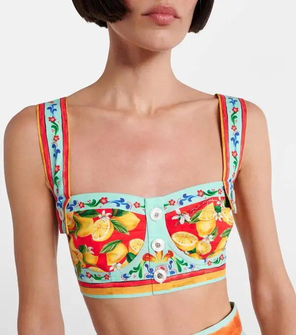 Dolce & Gabbana Printed Cotton Bra Top