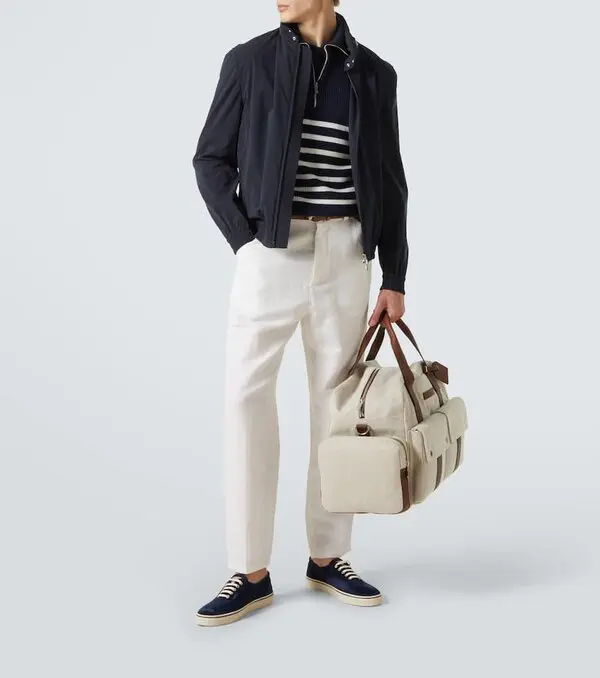 Brunello Cucinelli Striped Half-zip Cotton Sweater