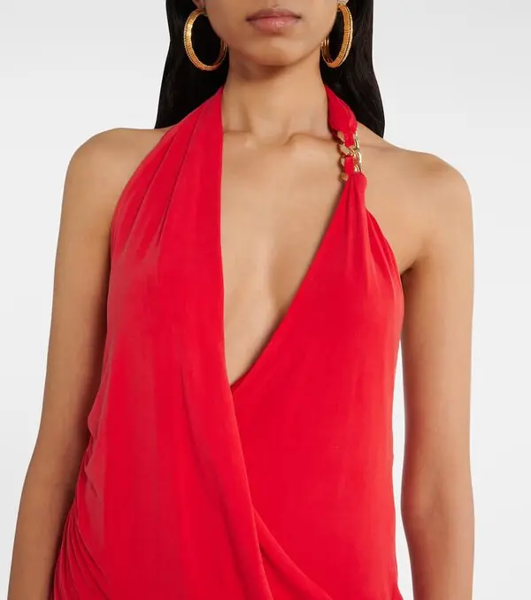 Balmain Draped Halterneck Minidress