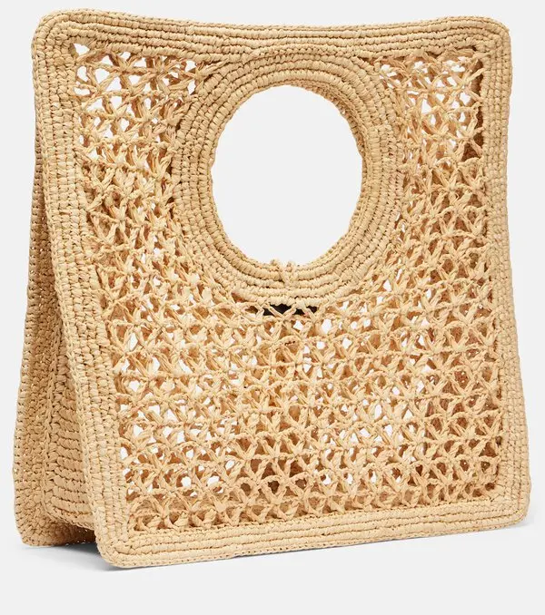 Jacquemus Spiaggia Small Raffia Top Handle Bag - Beige