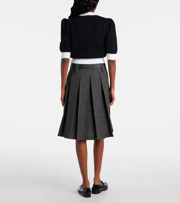 Prada Cropped Waffle-knit Cotton Sweater With Contrast Trim