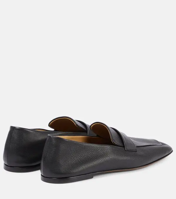 THE ROW Square Toe Leather Loafers - Black