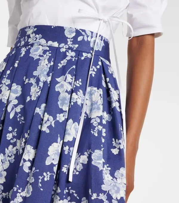 Carolina Herrera Floral Faille Midi Skirt - Multicoloured