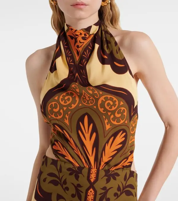 Johanna Ortiz Halterneck Printed Maxi Dress
