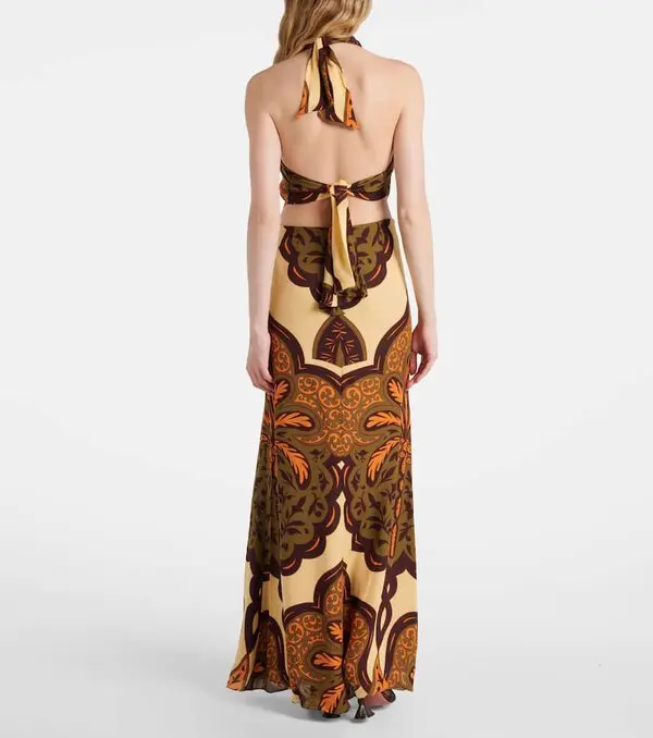 Johanna Ortiz Halterneck Printed Maxi Dress