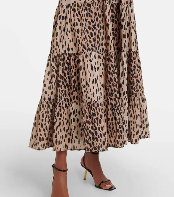 Rixo Leopard-print Cotton Maxi Dress - Brown