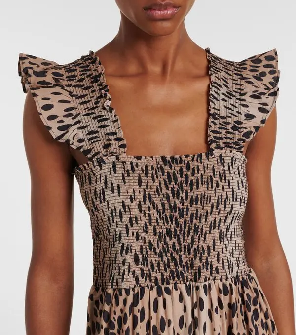 Rixo Leopard-print Cotton Maxi Dress - Brown