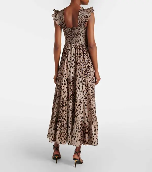 Rixo Leopard-print Cotton Maxi Dress - Brown