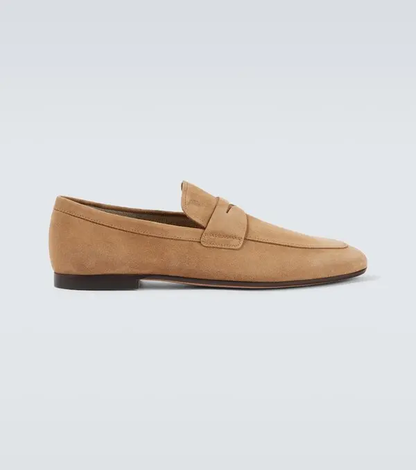 TOD'S Suede Penny Loafers - Brown