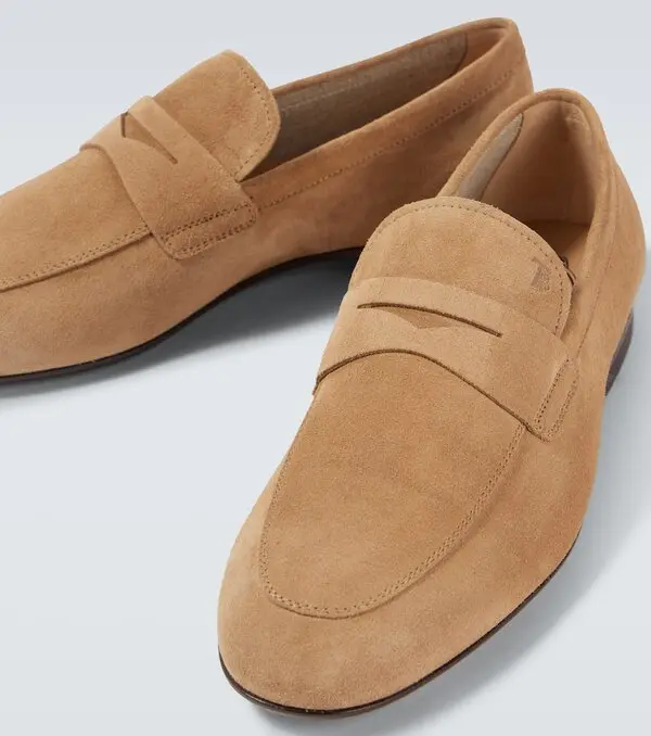 TOD'S Suede Penny Loafers - Brown