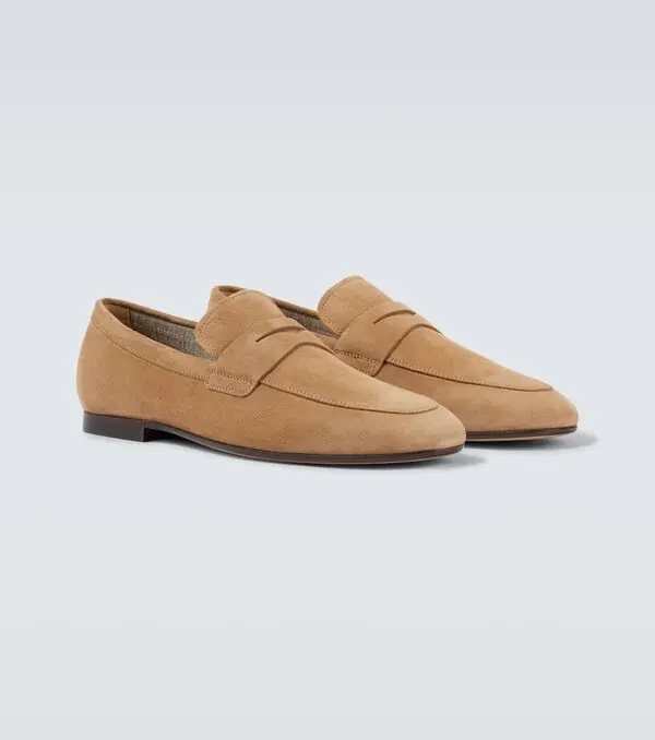 TOD'S Suede Penny Loafers - Brown
