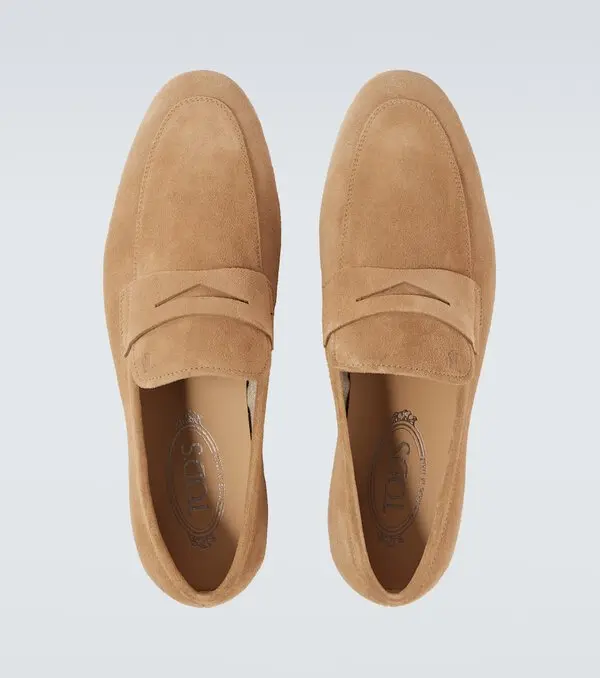 TOD'S Suede Penny Loafers - Brown