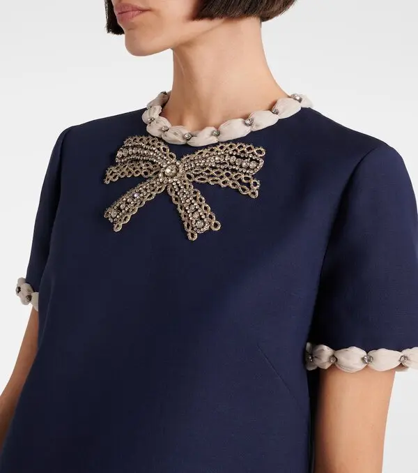 Valentino Garavani Crepe Couture Embellished Mini Dress