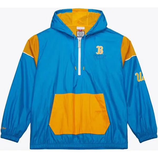 Mitchell & Ness Ucla Bruins Vintage Logo Half-zip Anorak Hoodie Jacket - Blue