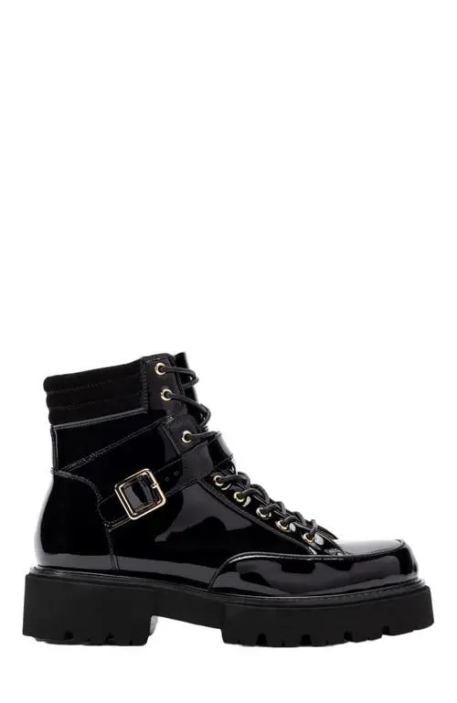 MARC NOLAN Ms. Atlas Leather Strap Boots - Black Patent