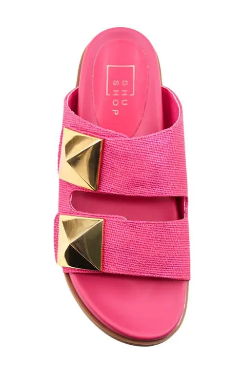SHU SHOP Bernarda Studded Slide Sandal - Fuchsia Woven